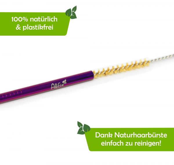 Edelstahl Strohhalm 16er Set lila + 2 Reinigungsbürsten + Eco-Beutel ...