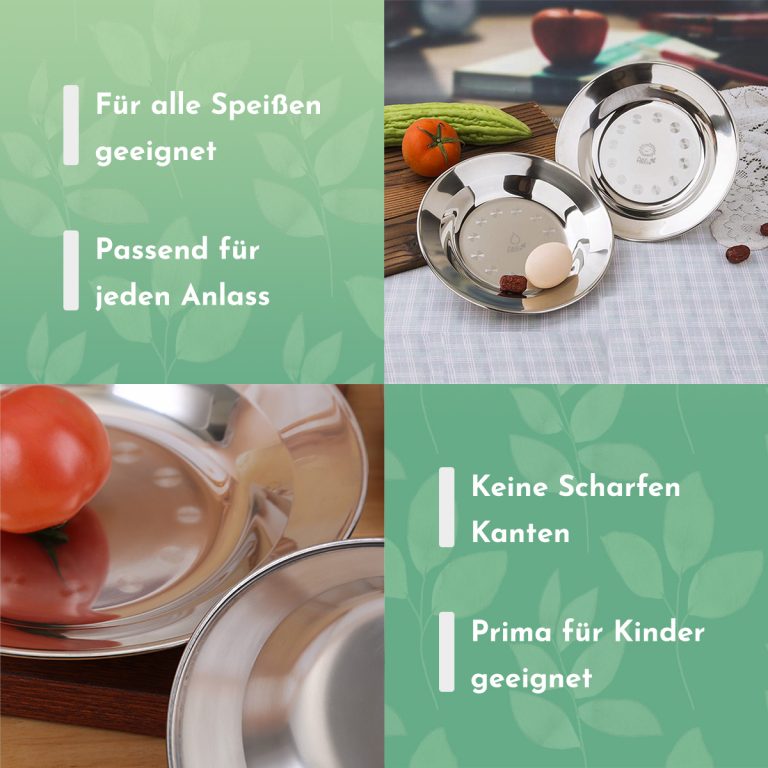 AllEco® Edelstahl Camping Teller 4er Set tief 22cm Ø • AllEco ...